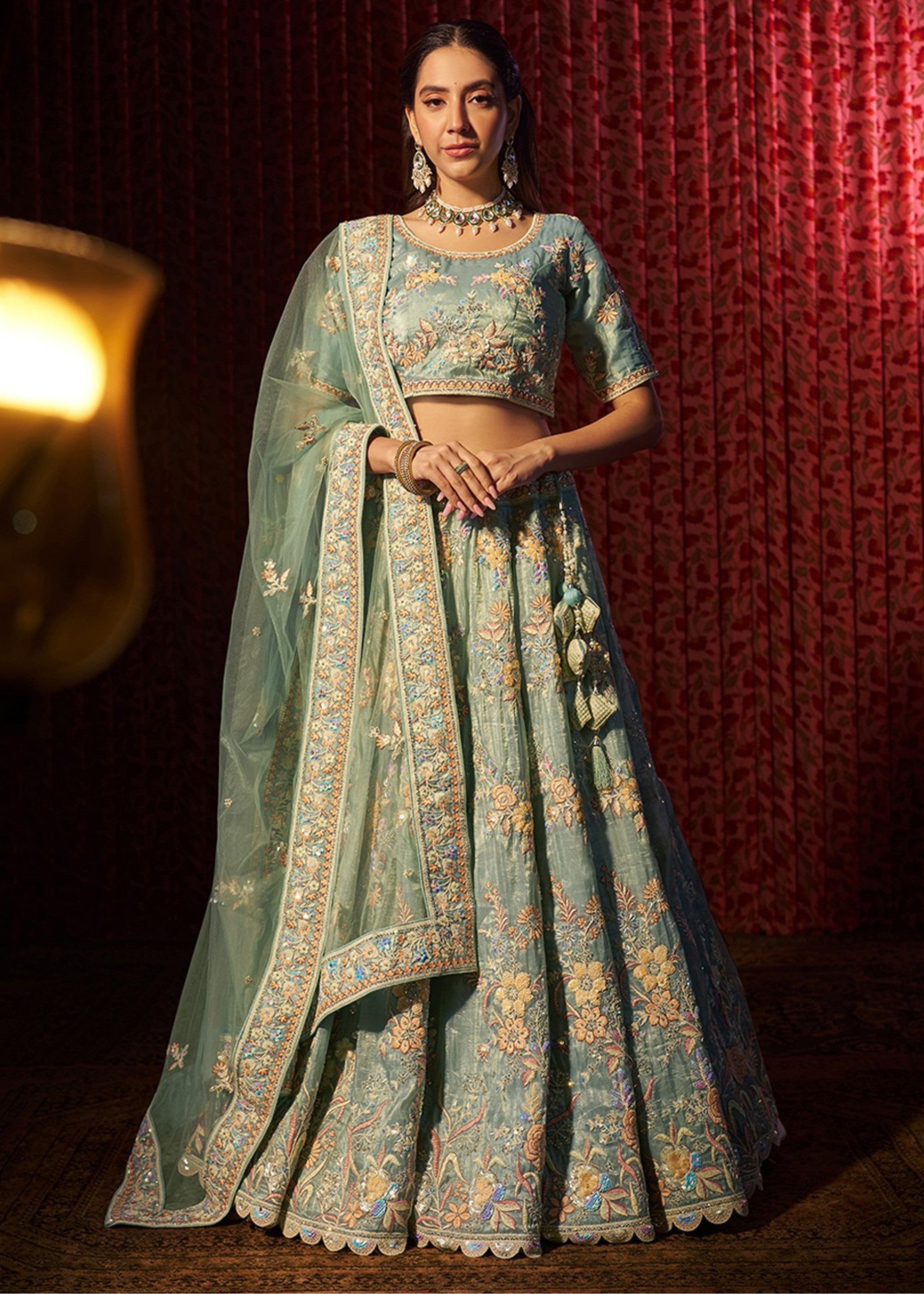 Torquise Organza Lehenga Choli – Ethnos