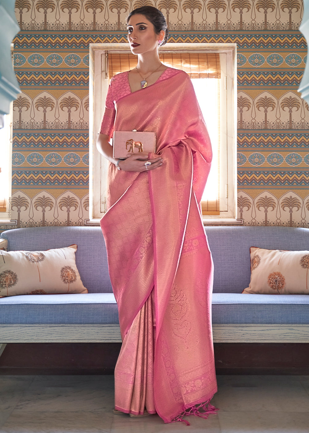 Mauvelous Pink Kanjivaram Silk Saree : Top Pick – Ethnos