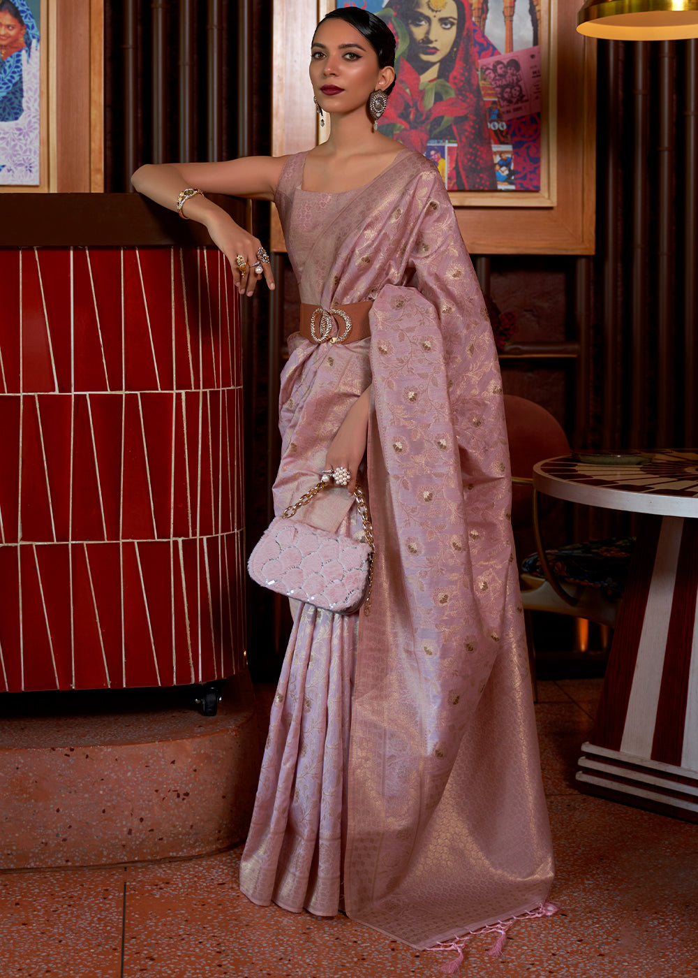 Opera Mauve Purple Woven Tussar Silk Saree – Ethnos